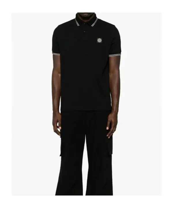 Stone Island Logo-patch Contrast-trim Polo Shirt