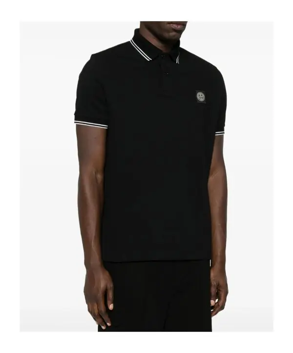 Stone Island Logo-patch Contrast-trim Polo Shirt