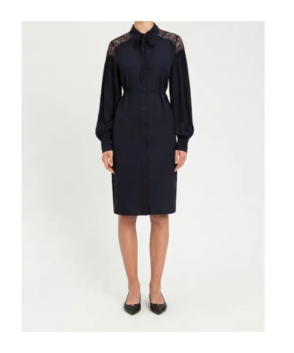 TWINSET Lace-panel Georgette Midi Dress