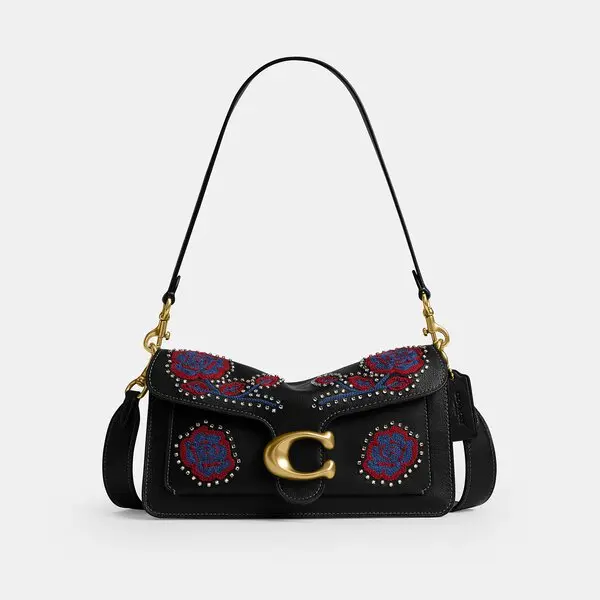 COACH Tabby Shoulder Bag 26 With Embroidered Americana - Brass/black Multi
