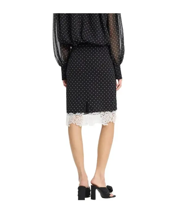 ROTATE BY BIRGER CHRISTENSEN Lace Hem Pencil Dress Polka Dot Neckline