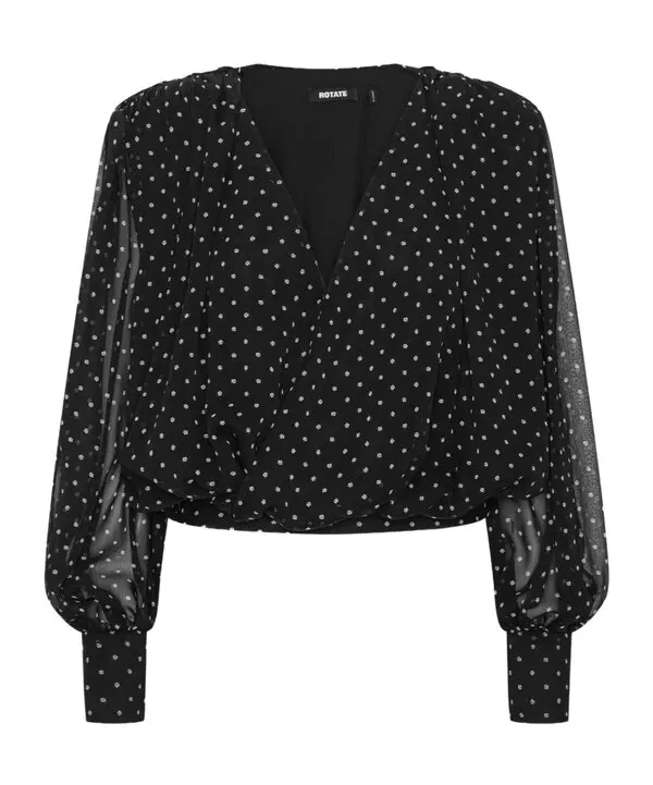 ROTATE BY BIRGER CHRISTENSEN Long-sleeve Polka-dot Blouse