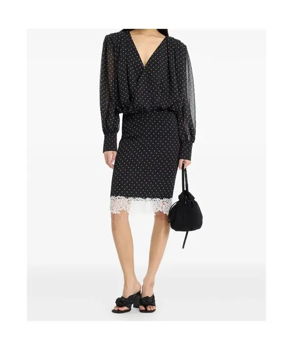 ROTATE BY BIRGER CHRISTENSEN Long-sleeve Polka-dot Blouse