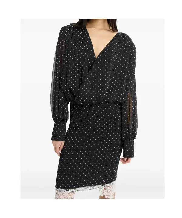 ROTATE BY BIRGER CHRISTENSEN Long-sleeve Polka-dot Blouse