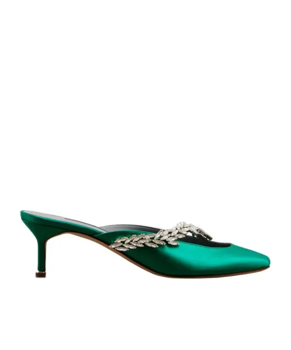 Balenciaga X Manolo Blahnik Embellished Satin Mules