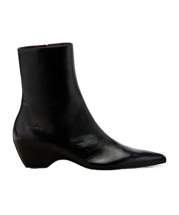 Khaite Pointed-toe Leather Ankle Boots