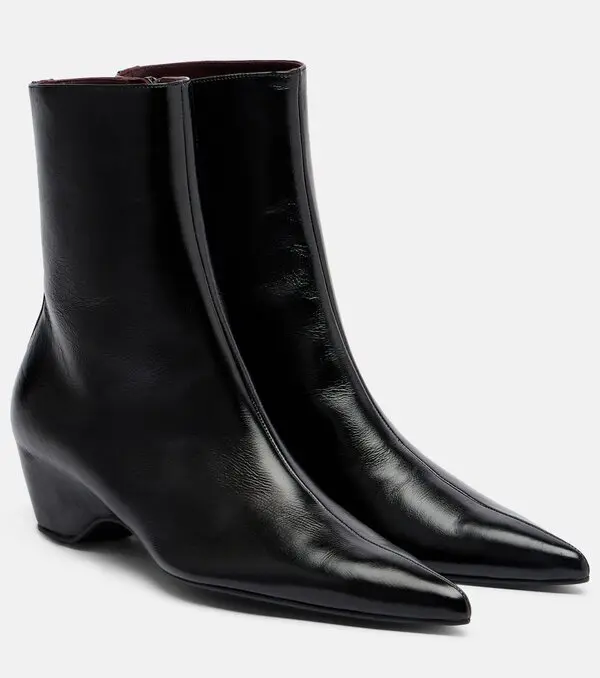 Khaite Pointed-toe Leather Ankle Boots