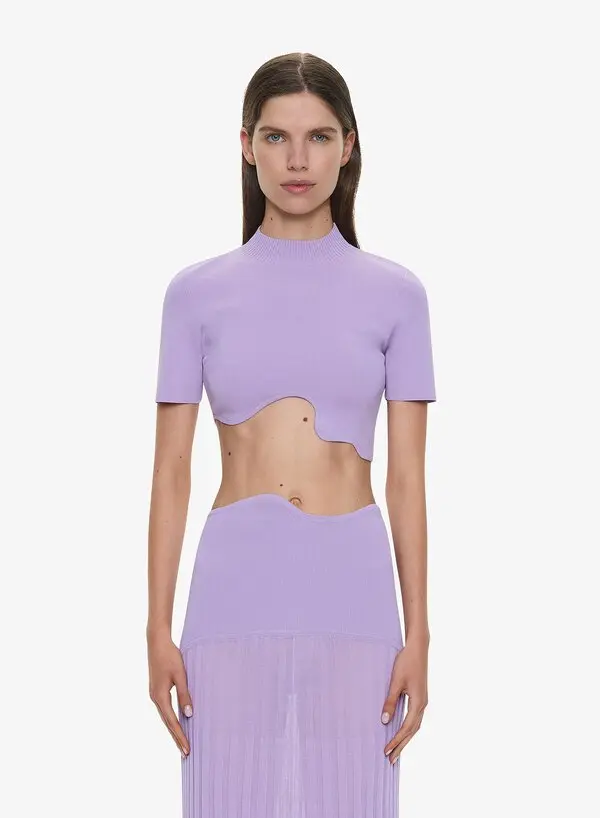 Christopher Esber Maparadita Cropped Knit Top - Purple