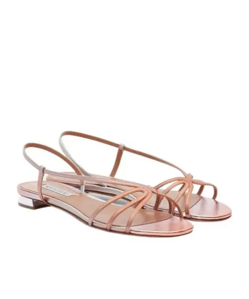 AQUAZZURA Metallic Leather Sandals