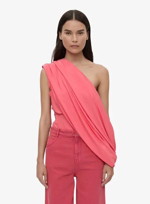 Christopher Esber Aiba Draped Jersey Tee - Pink