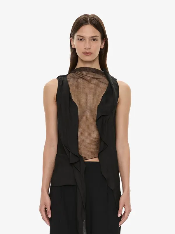 Christopher Esber Kacere Draped Sheer Viscose Top