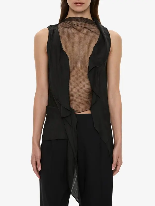 Christopher Esber Kacere Draped Sheer Viscose Top