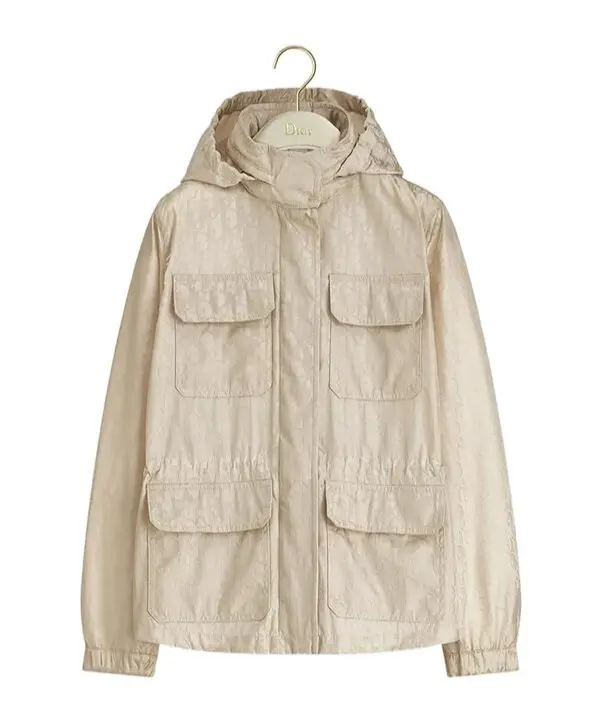 Dior Hooded Safari Jacket With Drawstring Waist - Nude
