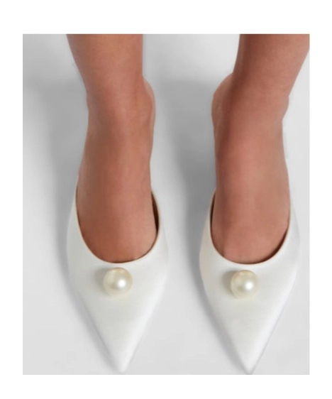 Magda Butrym Faux Pearl Satin Mules
