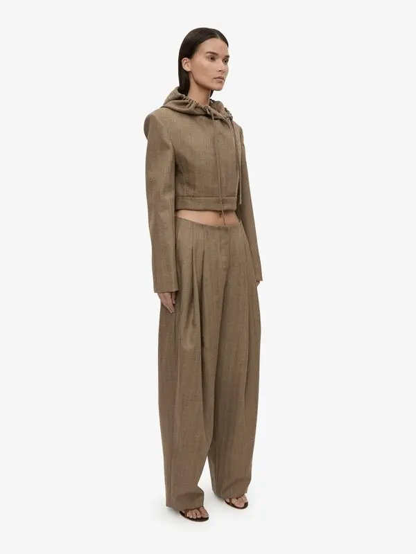 Christopher Esber Plinth Herringbone Cropped Hoodie