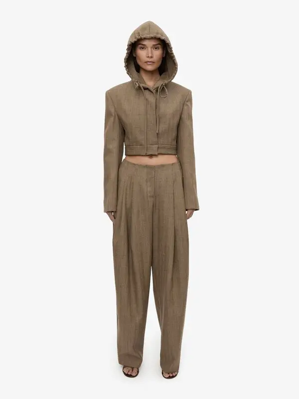 Christopher Esber Plinth Herringbone Cropped Hoodie