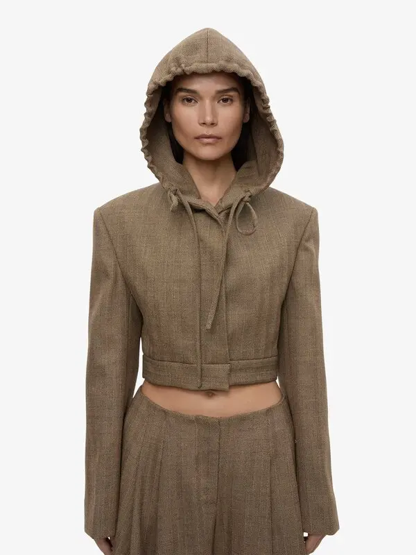 Christopher Esber Plinth Herringbone Cropped Hoodie
