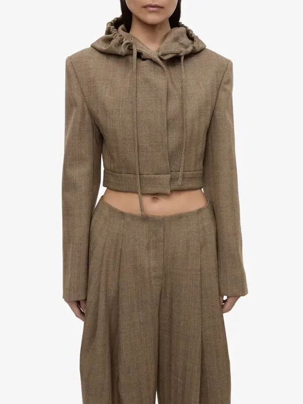 Christopher Esber Plinth Herringbone Cropped Hoodie