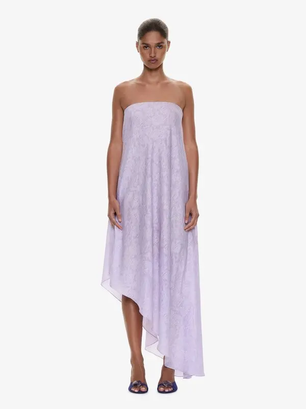 Christopher Esber Light Leak Jacquard Cascade Strapless Maxi Dress - Purple