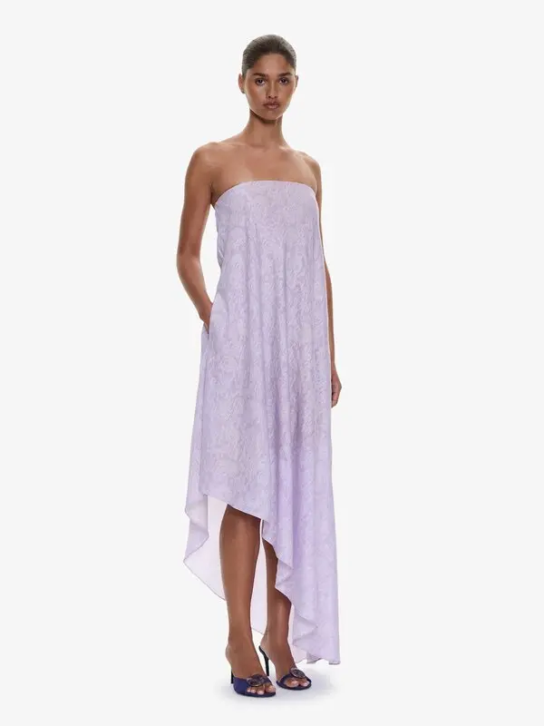 Christopher Esber Light Leak Jacquard Cascade Strapless Maxi Dress