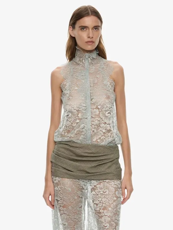 Christopher Esber Moonlit Patina Lace Zipped One Piece