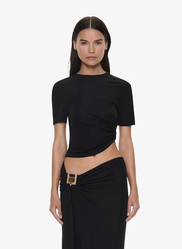 Christopher Esber Bezel Quartz Ruched Tee - Black