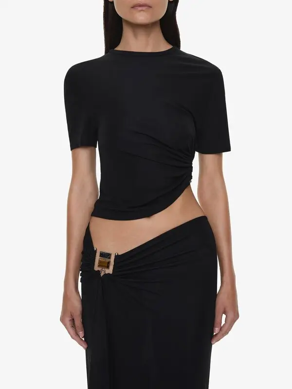 Christopher Esber Bezel Quartz Ruched Tee - Black