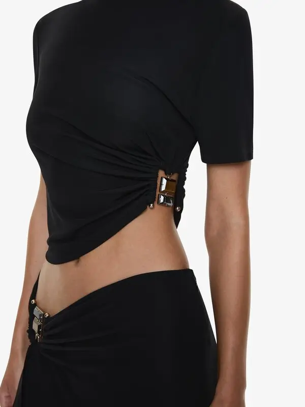Christopher Esber Bezel Quartz Ruched Tee - Black