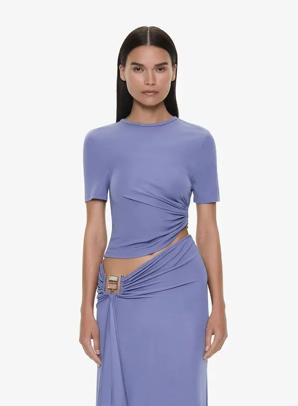 Christopher Esber Bezel Quartz Ruched Tee - Purple