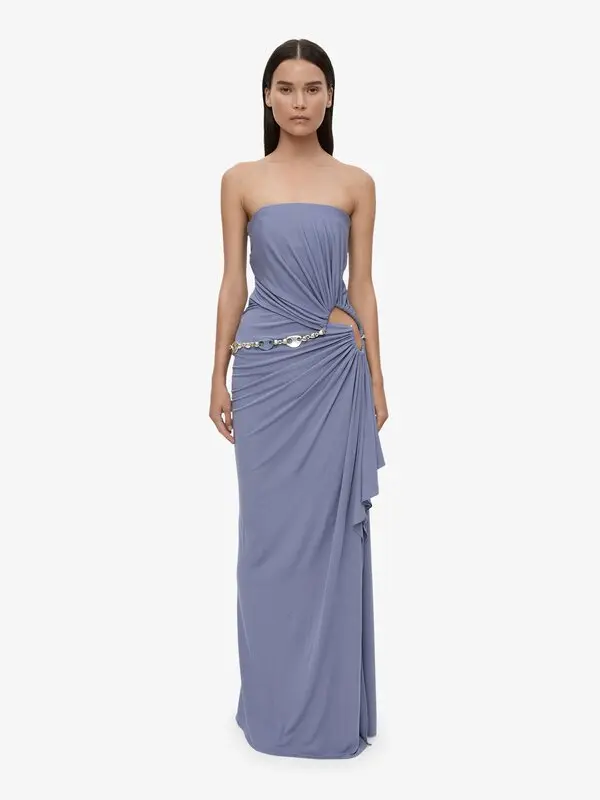 Christopher Esber Strapless Gown With Crystal Cable Chain Detail - Purple