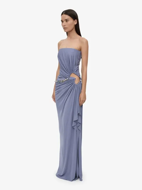 Christopher Esber Strapless Gown With Crystal Cable Chain Detail - Purple