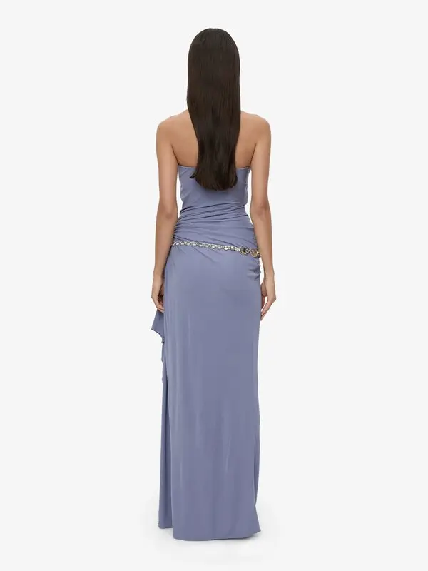 Christopher Esber Strapless Gown With Crystal Cable Chain Detail - Purple