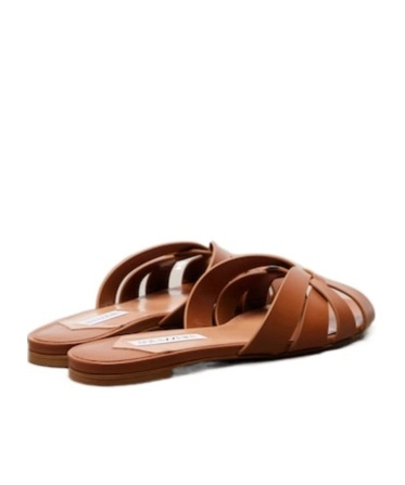AQUAZZURA Leather Knot Detail Slides