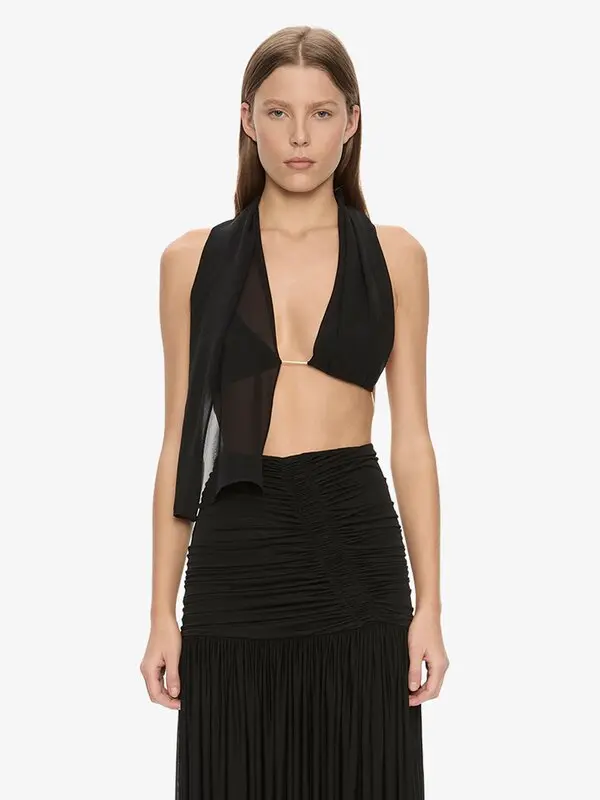 Christopher Esber Silk Scarf Chain Bra Top
