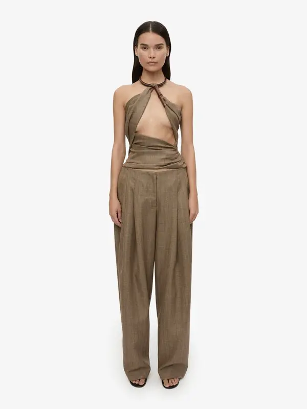 Christopher Esber Chime Necklace Herringbone Halter Top