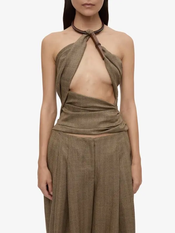 Christopher Esber Chime Necklace Herringbone Halter Top