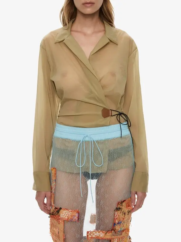 Christopher Esber Kirk Mottled Sheer Leather Tie Shirt