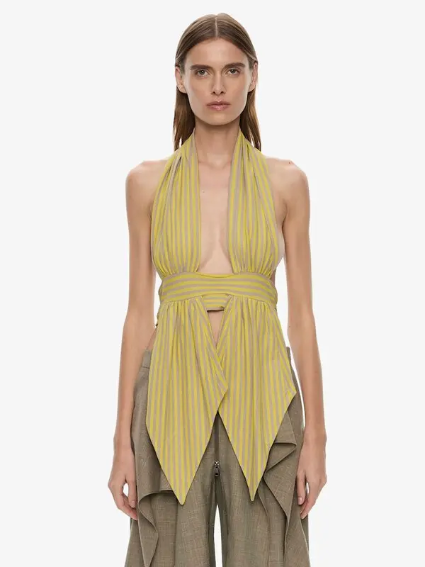 Christopher Esber Scarf Draped Halter Top - Yellow