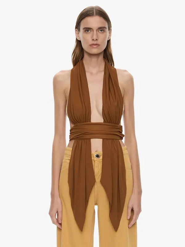Christopher Esber Scarf Draped Halter Top - Brown