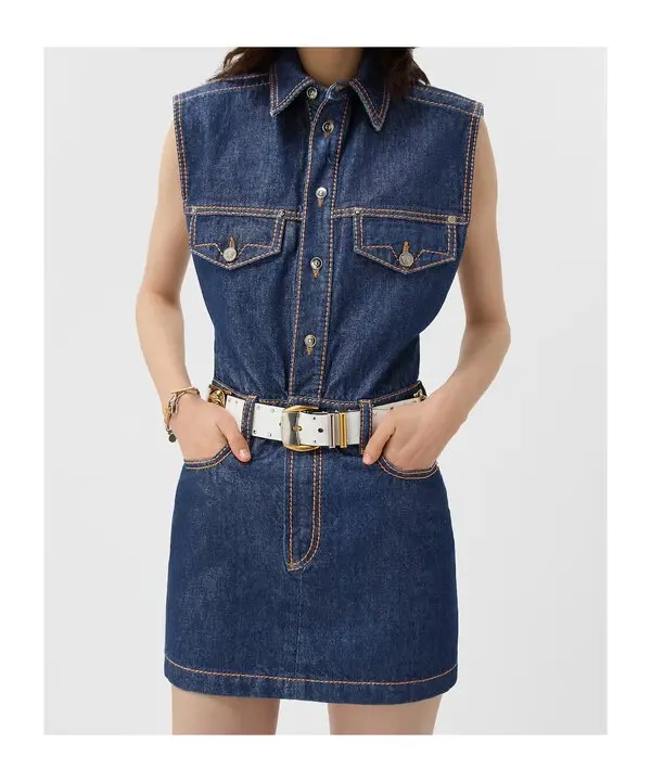 Versace Sleeveless Denim Shirt Dress