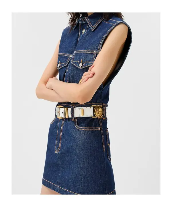 Versace Sleeveless Denim Shirt Dress
