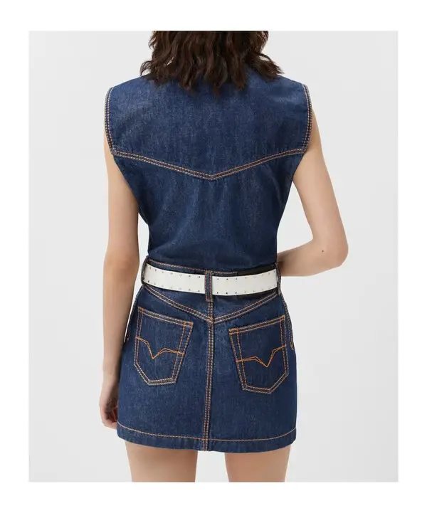 Versace Sleeveless Denim Shirt Dress