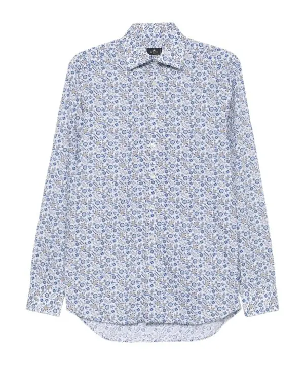 Etro Floral-print Long-sleeve Shirt - Blue