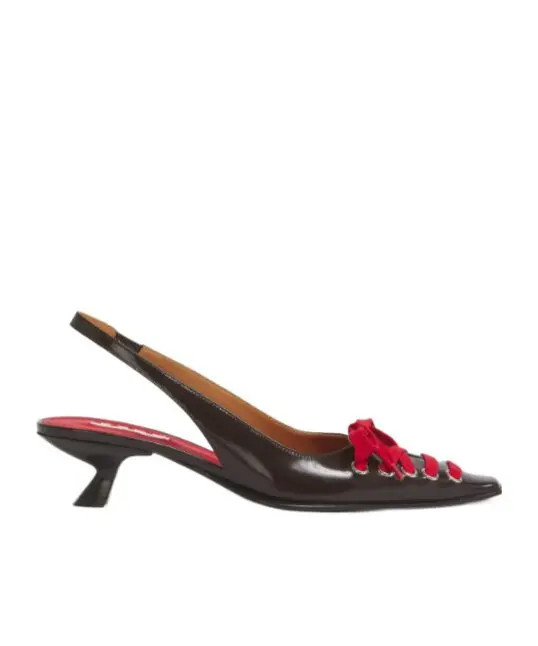 Marni Leather Lace-up Slingback - Deep Brown