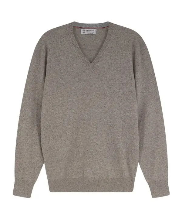Brunello Cucinelli V-neck Long-sleeved Knit Top