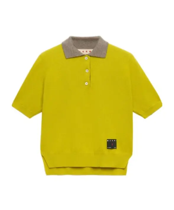 Marni Cashmere Polo-shirt With Contrast Collar - Yellow