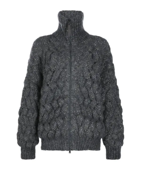 Brunello Cucinelli Dazzling Zigzag Cables Cardigan