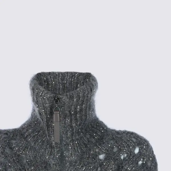 Brunello Cucinelli Dazzling Zigzag Cables Cardigan