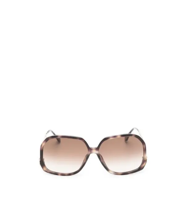Chloé Tortoiseshell-effect Geometric-frame Sunglasses