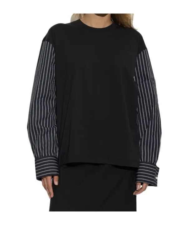 Marni Long Sleeve T-shirt With Striped Sleeves